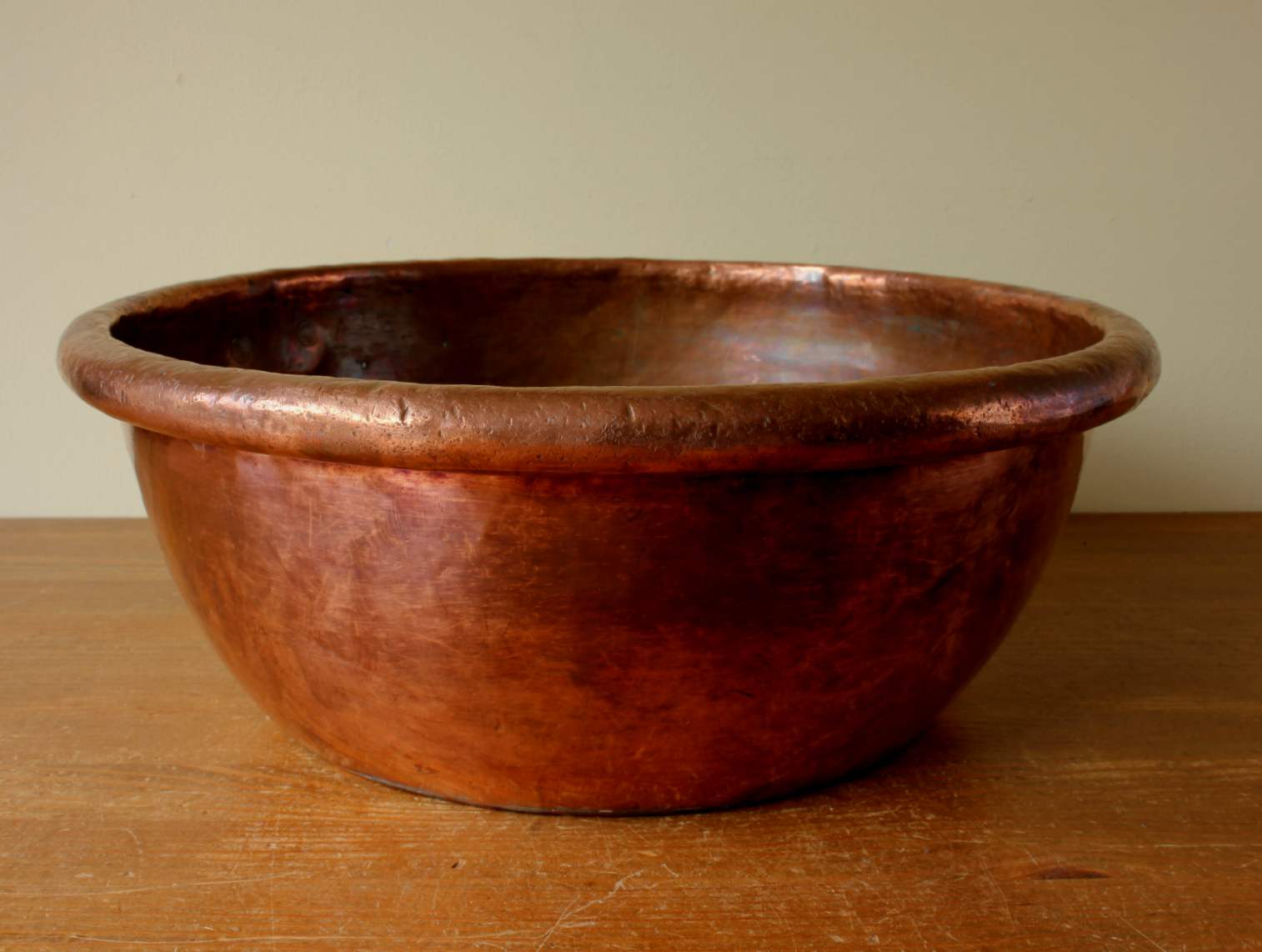 Large French Copper Chocolate Mixing Pot. Champagne Bottle Wine Cooler.