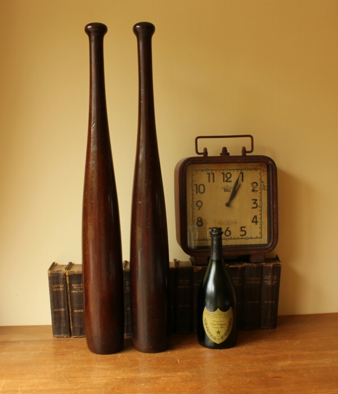 Huge Pair of Wood Indian Clubs. X Large Rosewood Exercise Weight Meels.
