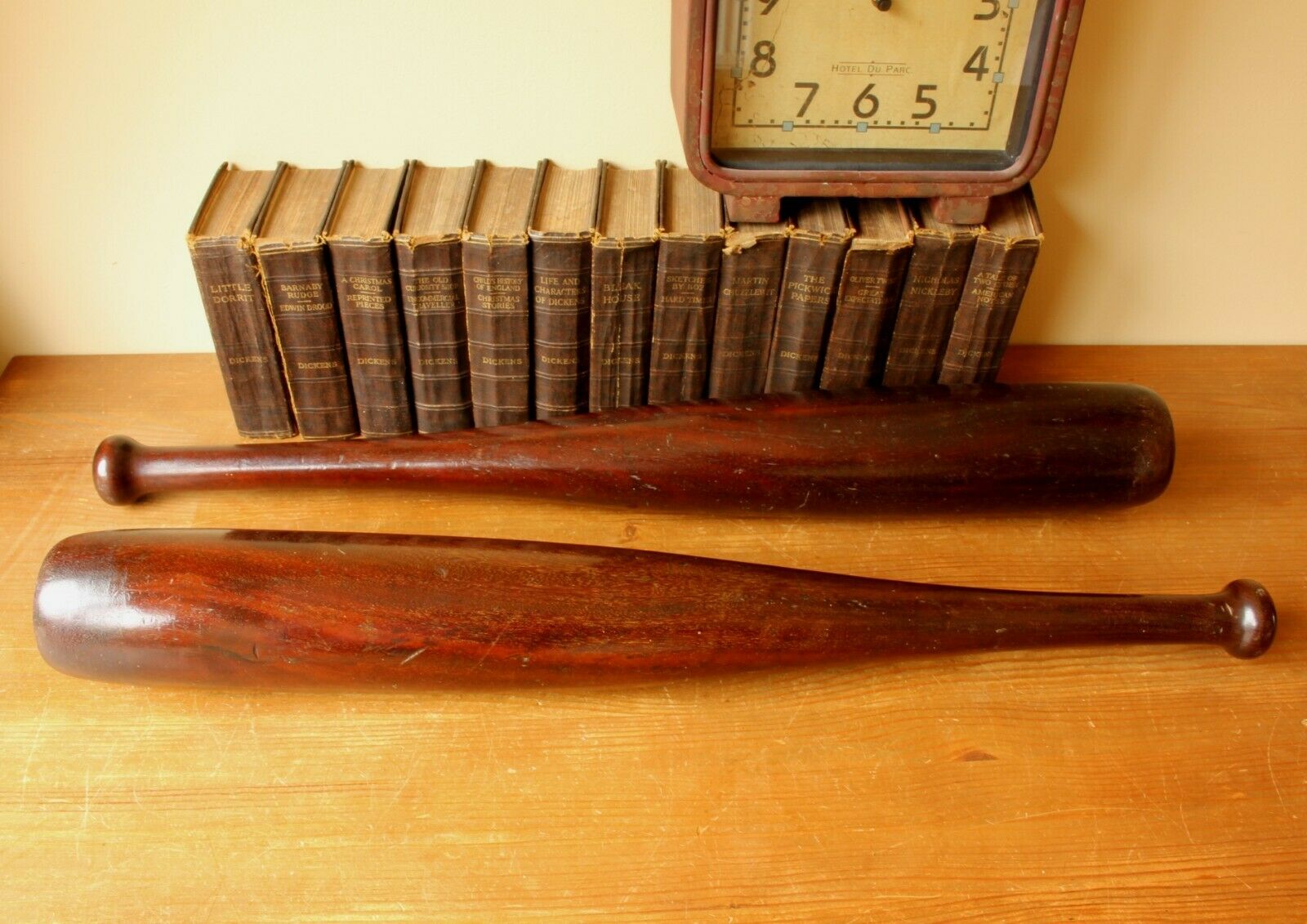 Huge Pair of Wood Indian Clubs. X Large Rosewood Exercise Weight Meels.