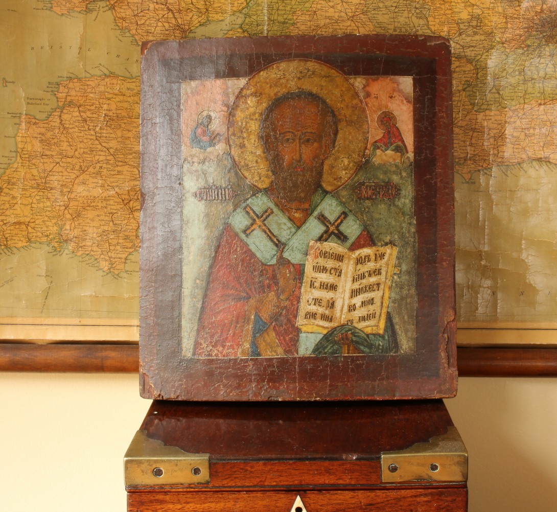 19th Century Religious Russian Icon St Nicholas The Wonderworker Of Myra.