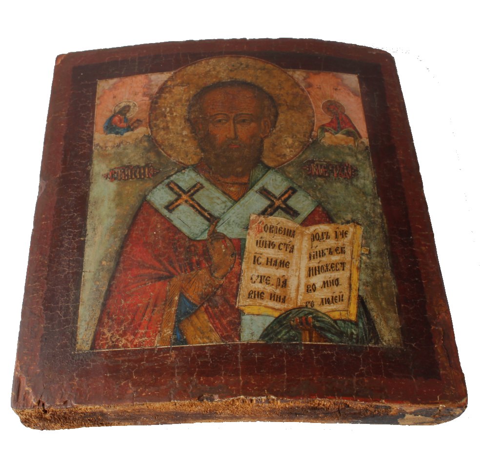 19th Century Religious Russian Icon St Nicholas The Wonderworker Of Myra.