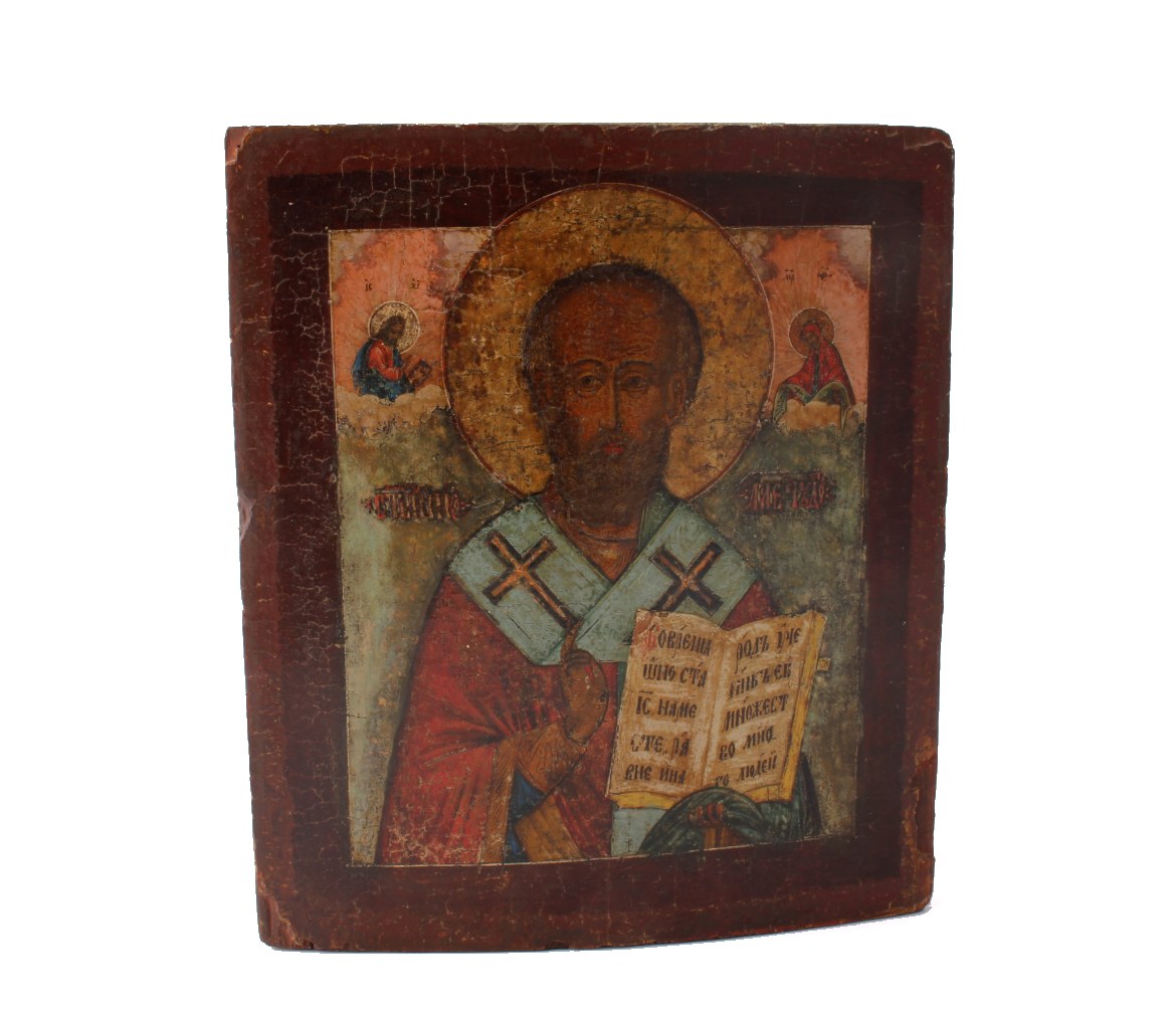 19th Century Religious Russian Icon St Nicholas The Wonderworker Of Myra.