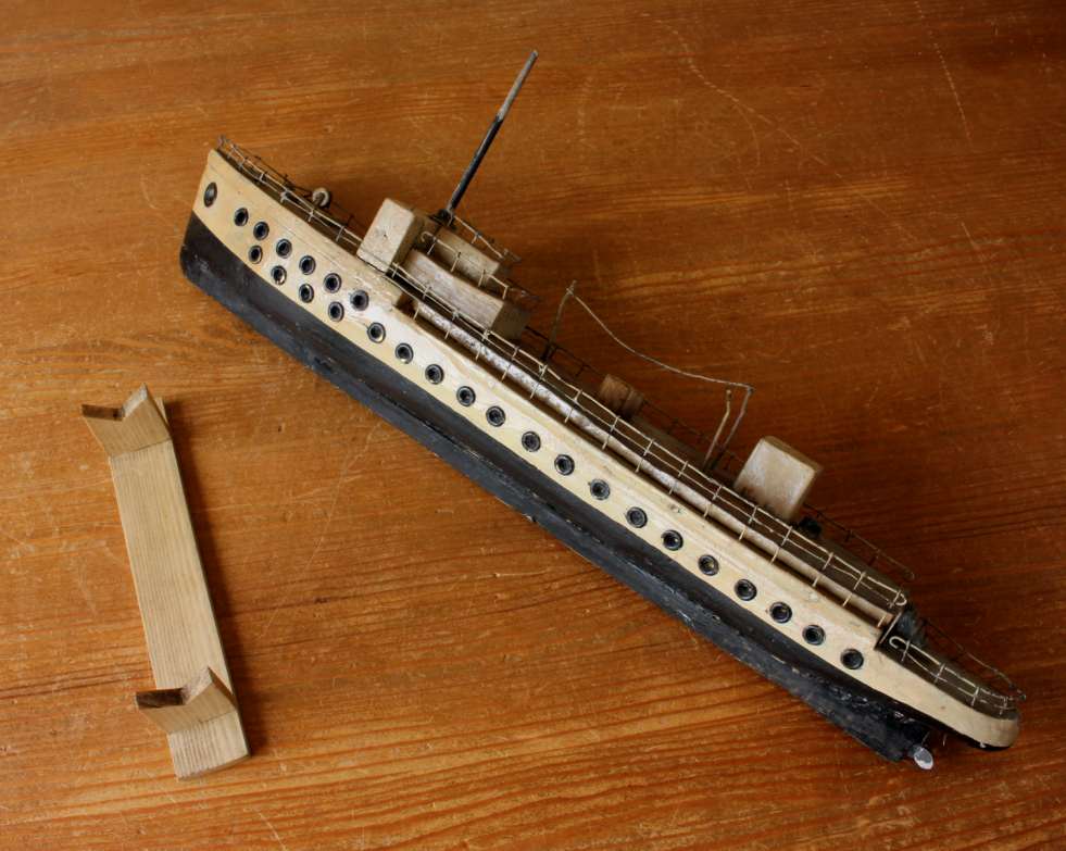 Scratch Built Boat. Handmade Folk Art Wood & Metal Model Ship.