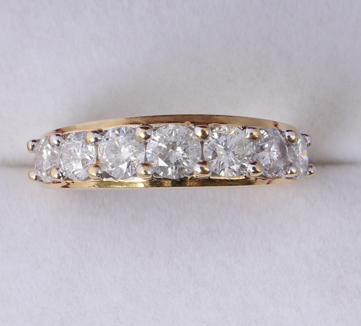18ct Yellow Gold & Brilliant Diamond Seven Stone Eternity Ring. 1.00ct ...