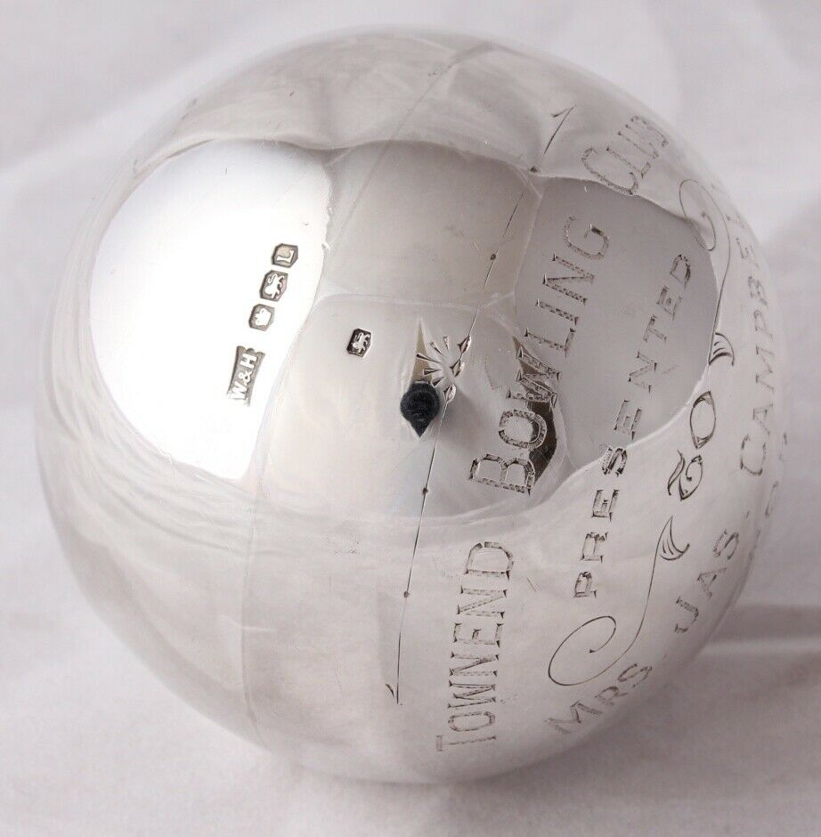 Silver Bowling Ball Trophy. Townend Bowling Club 1953. Walker & Hall.