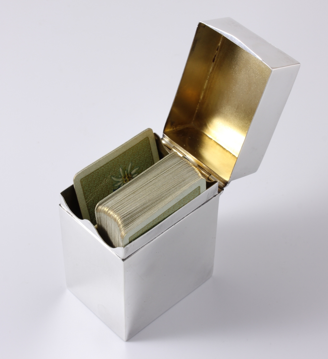 Silver Miniature Playing Card Box. Edwardian Case. William Hutton 1904.
