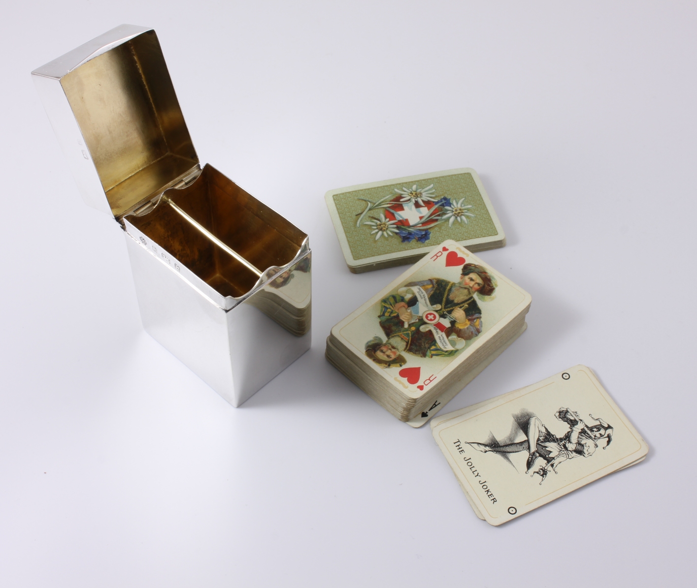 Silver Miniature Playing Card Box. Edwardian Case. William Hutton 1904.