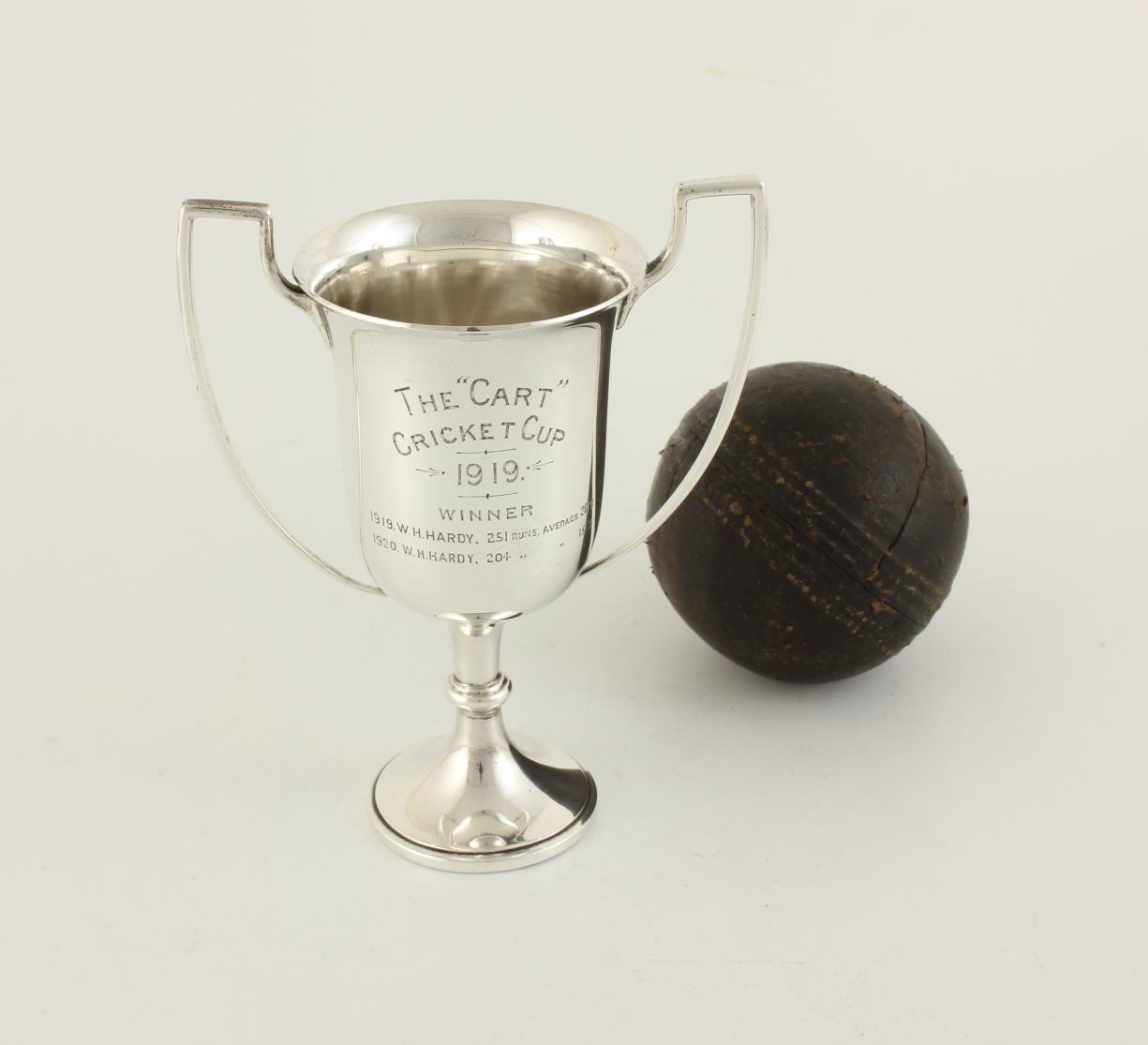 Solid Silver Trophy. The Cart Cricket Cup. Winner WH Hardy. London 1919.