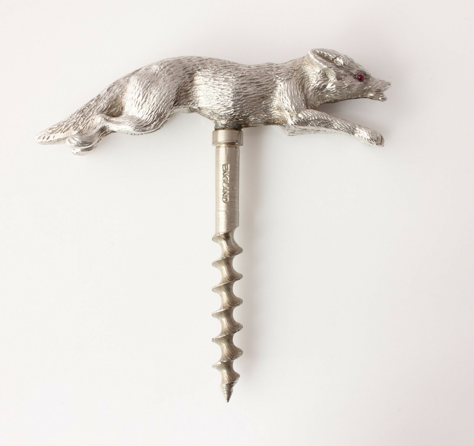 Silver Fox Corkscrew with Ruby Eyes.Wine Bottle Opener. HM 1944.