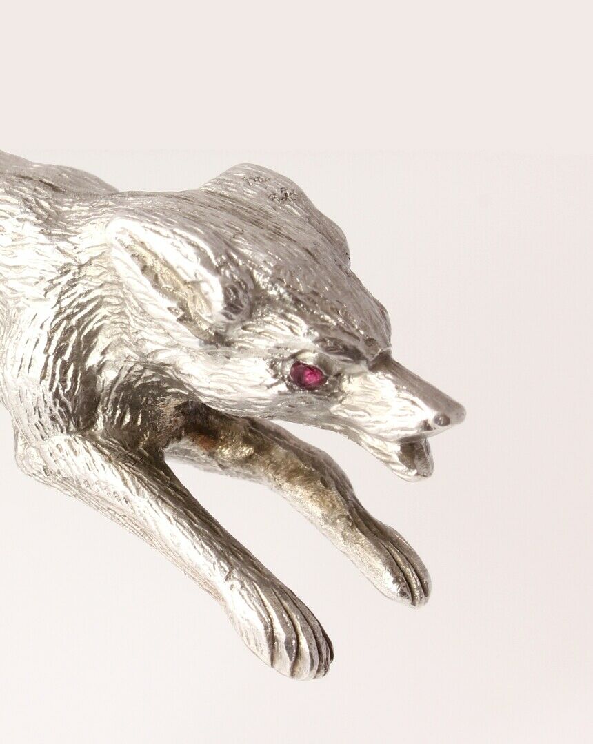 Silver Fox Corkscrew with Ruby Eyes.Wine Bottle Opener. HM 1944.