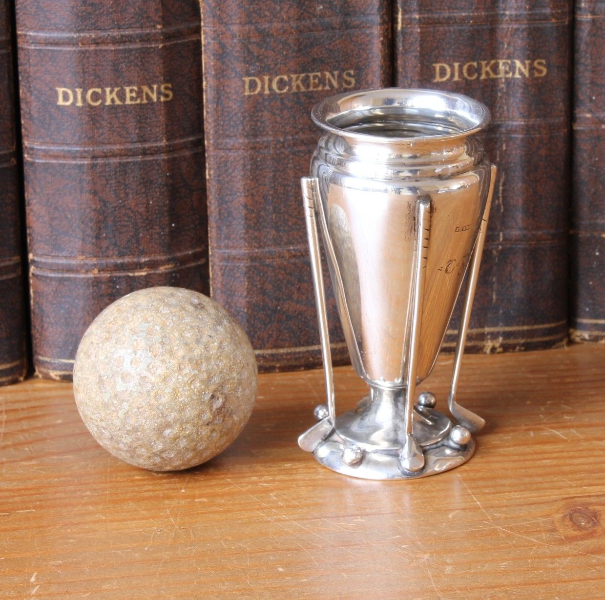 Solid Silver Golf Club & Ball Golfing Trophy Cup 1927. S. Blankensee.