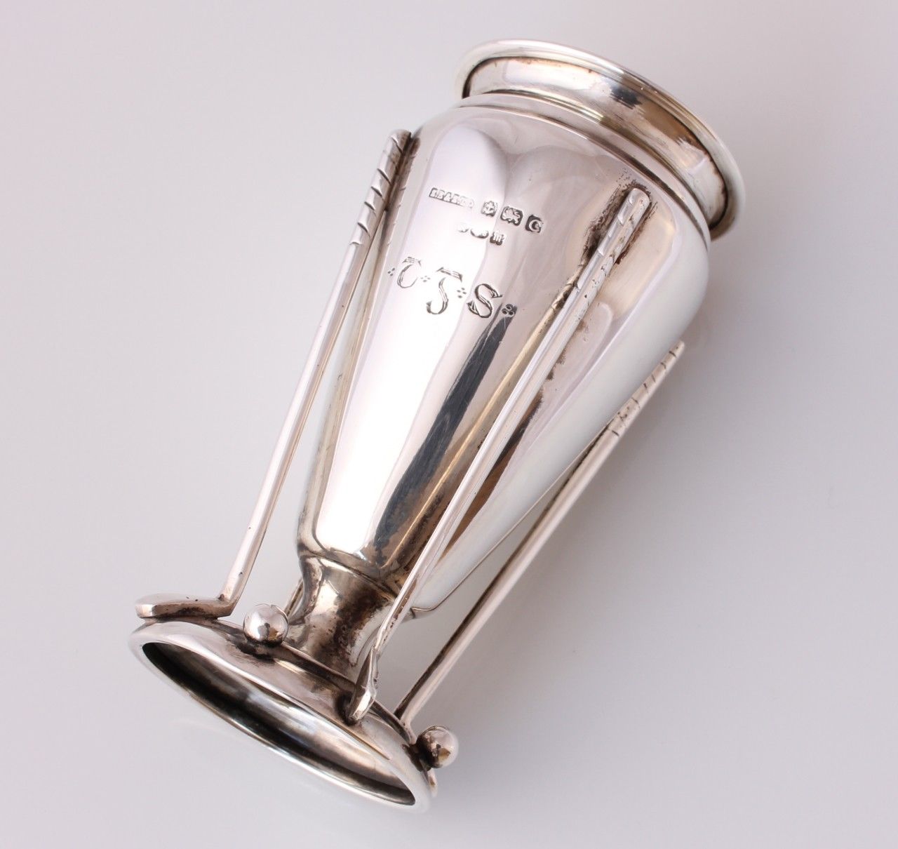 Solid Silver Golf Club & Ball Golfing Trophy Cup 1927. S. Blankensee.