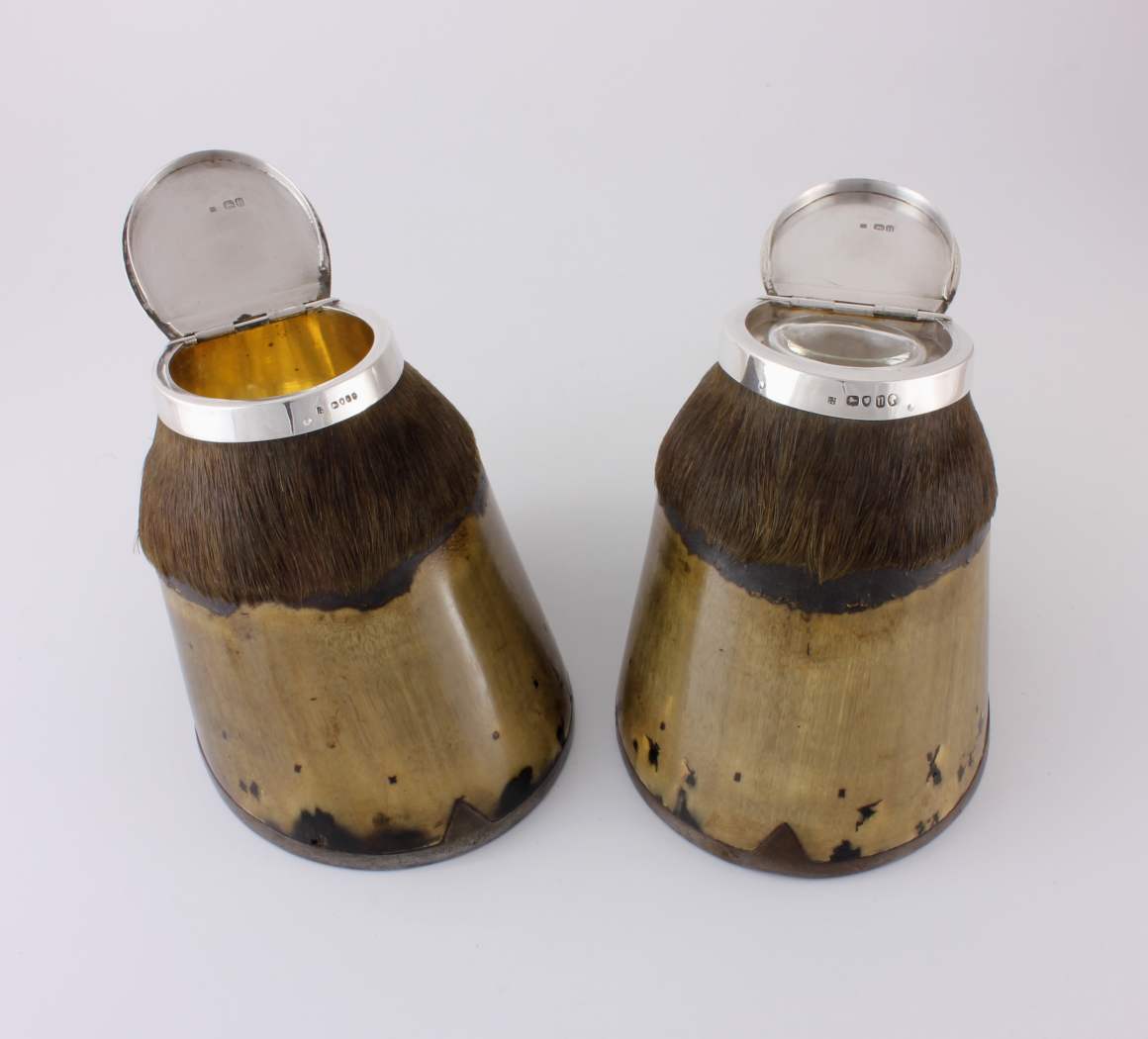 Silver Horse Hoof Inkwell & Snuff Box. Countess Vincet Veritas. 1868.