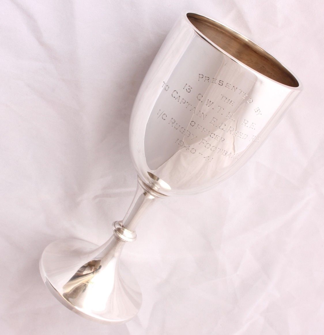 Vintage Solid Silver Military Rugby Football Sports Trophy Cup 1940.