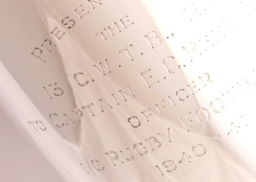 Vintage Solid Silver Military Rugby Football Sports Trophy Cup 1940.