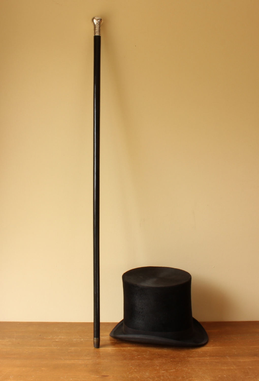 Antique Silver Ebony Walking Stick Cane. Hallmarked 1921.