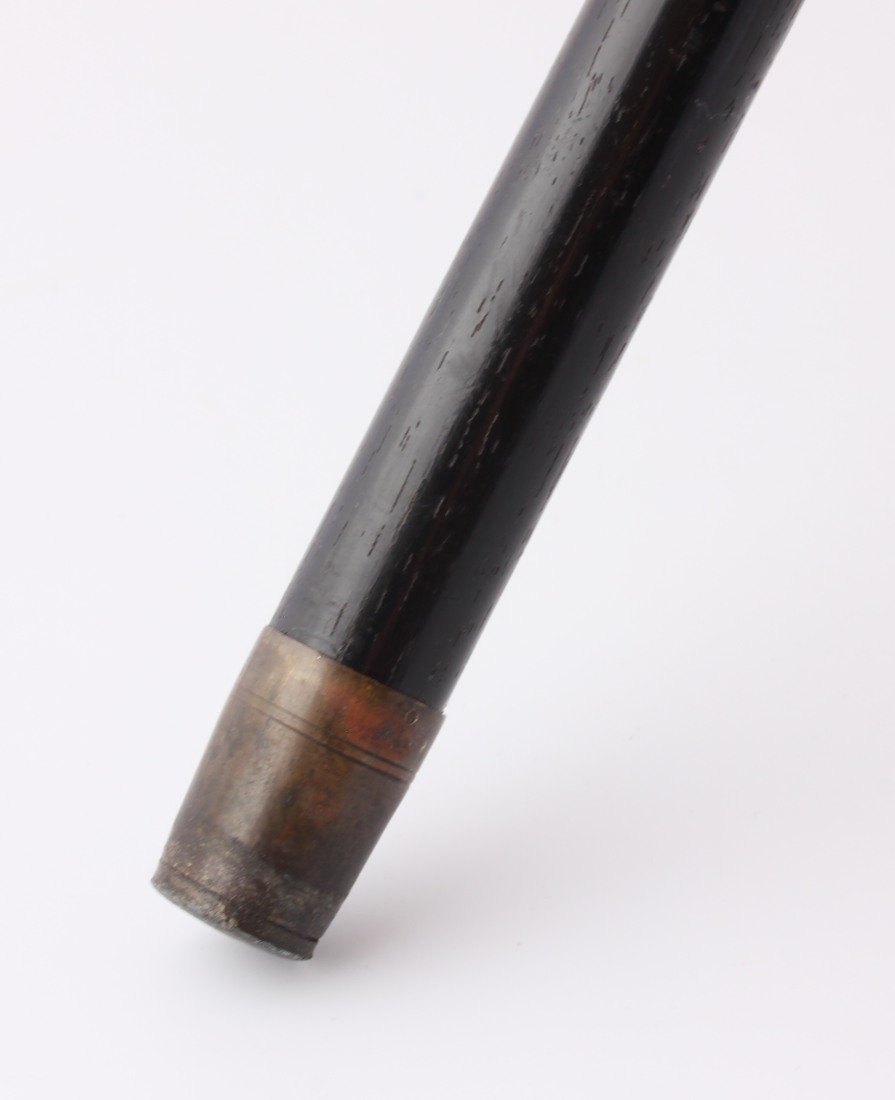 Antique Silver Ebony Walking Stick Cane. Hallmarked 1921.