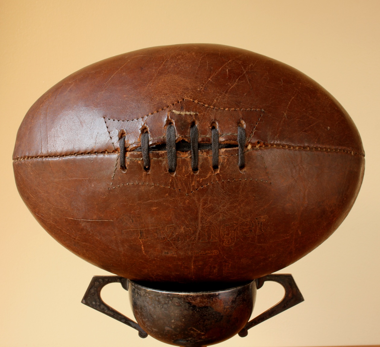 Slazenger Leather Rugby Ball. Made in England. Vintage c1940.