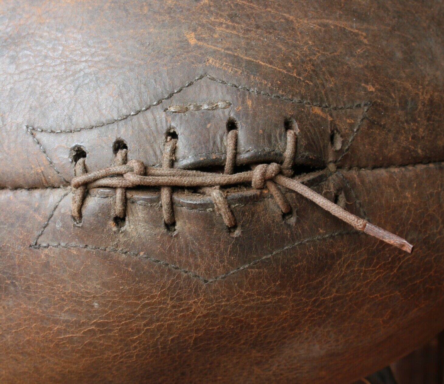 Slazenger Leather Laced Rugby Ball. Old Hand Sewn Vintage Ball. c1930.