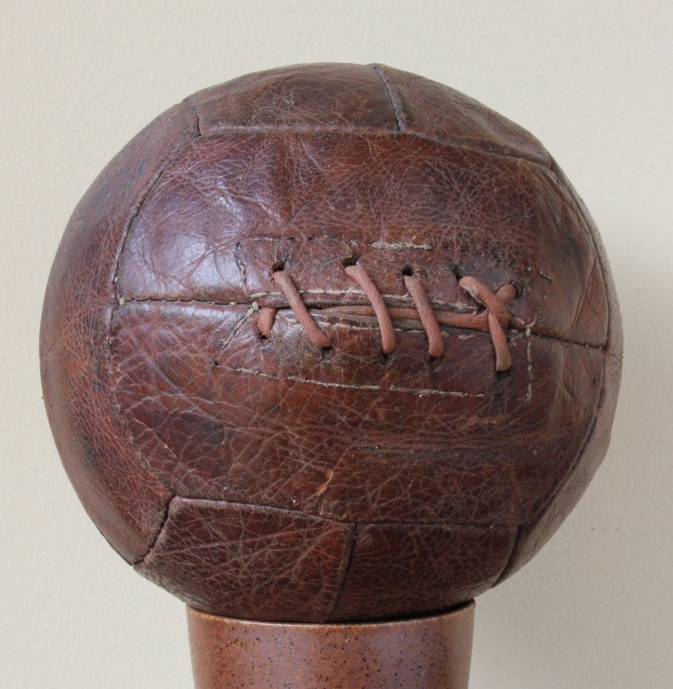 Small Child Size 1940's Leather Laced 12 Panel Football.