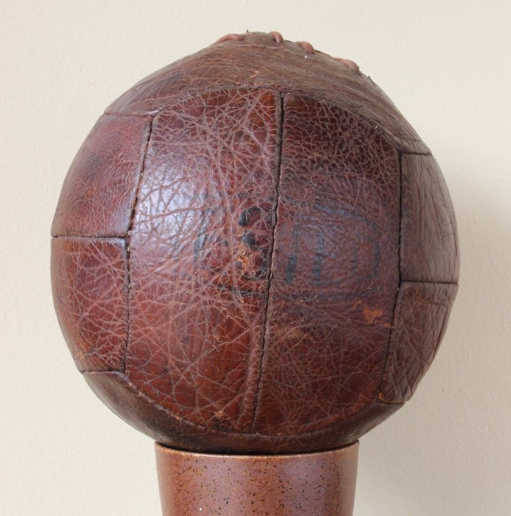 Small Child Size 1940's Leather Laced 12 Panel Football.