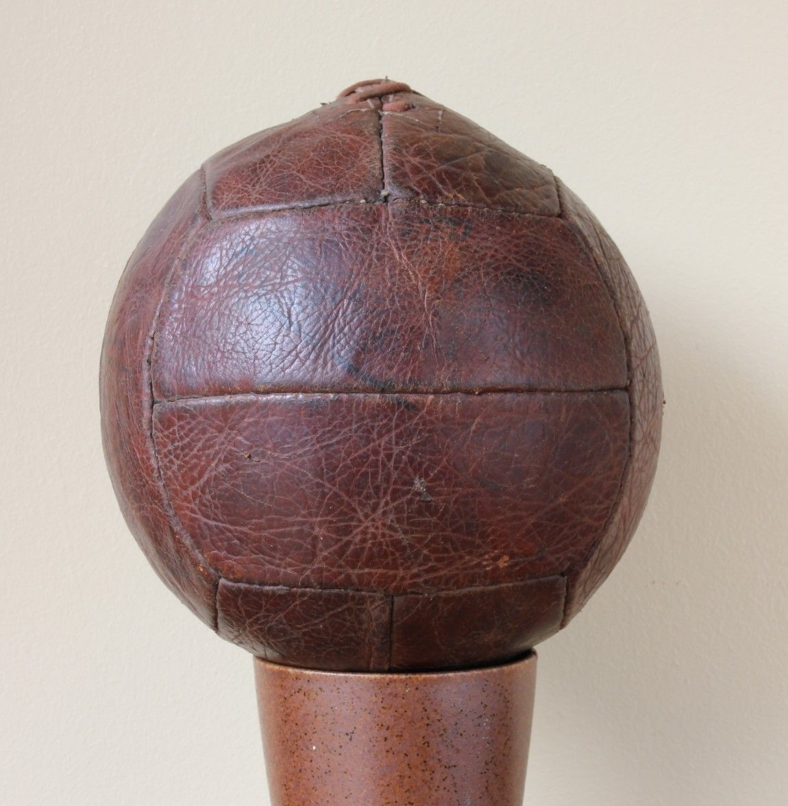 Small Child Size 1940's Leather Laced 12 Panel Football.
