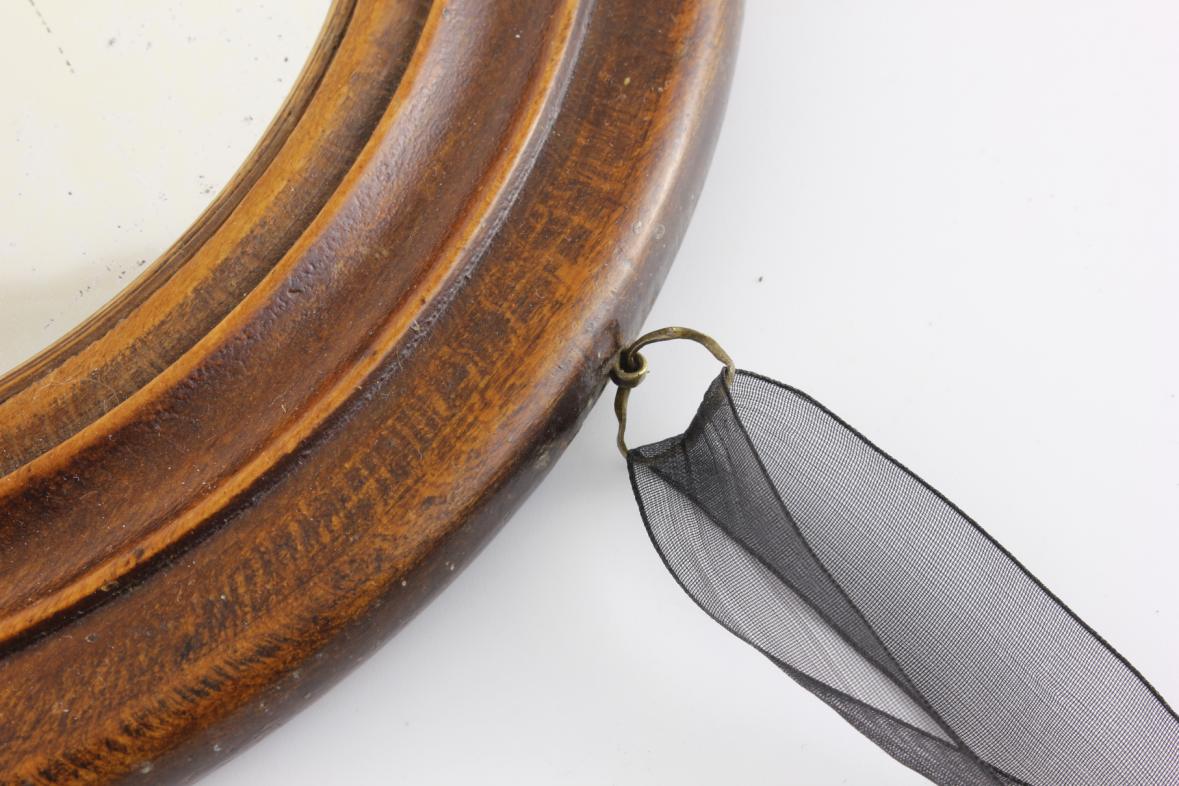 Small Round Hanging Wood Mirror. 21 cm Rustic Shaving Mirror.