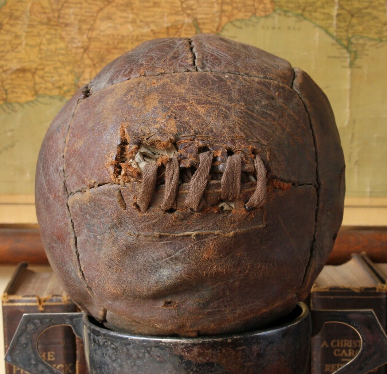 Victory Small Leather Soccer Football. Old c1930 Mini Ball.