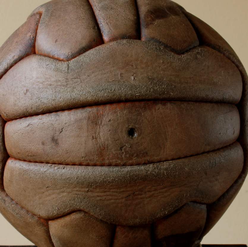 Small Leather Valve Hole Football. Size 3 18 Zig Zag Panel Soccer Ball.