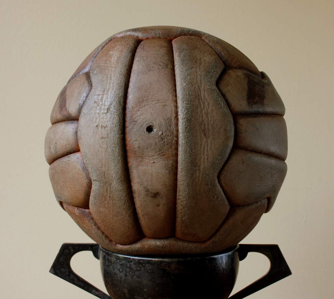 Small Leather Valve Hole Football. Size 3 18 Zig Zag Panel Soccer Ball.