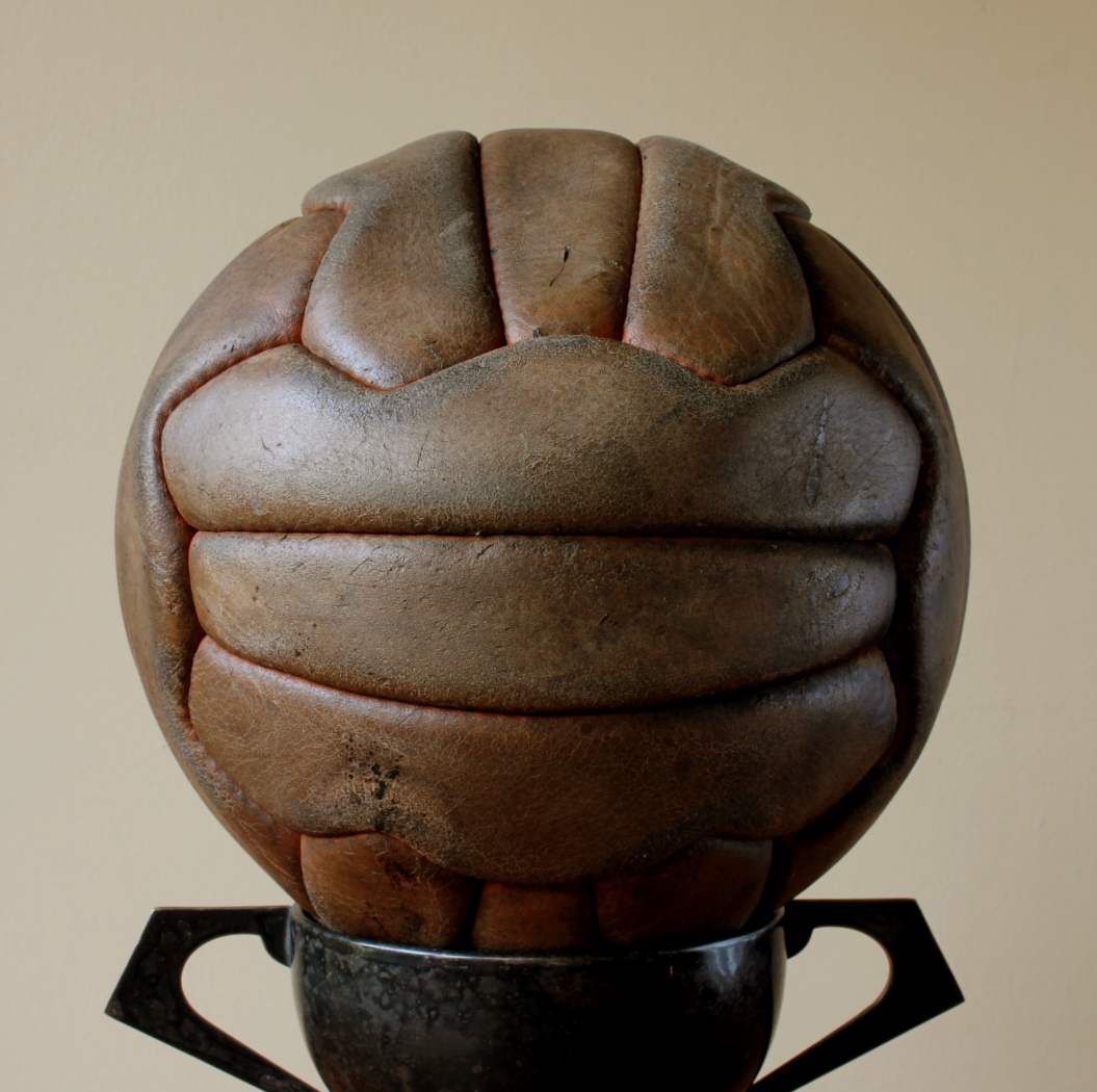 Small Leather Valve Hole Football. Size 3 18 Zig Zag Panel Soccer Ball.