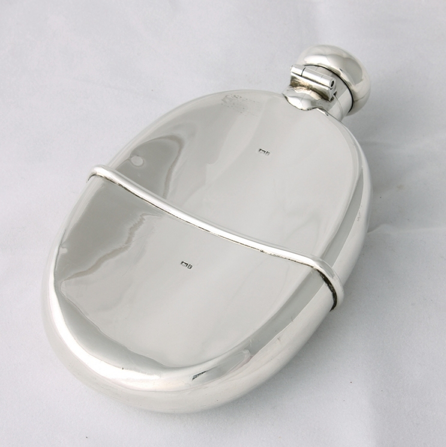 Antique Solid Silver Oval Hip Spirit Flask with Cup Birmingham 1890 ...