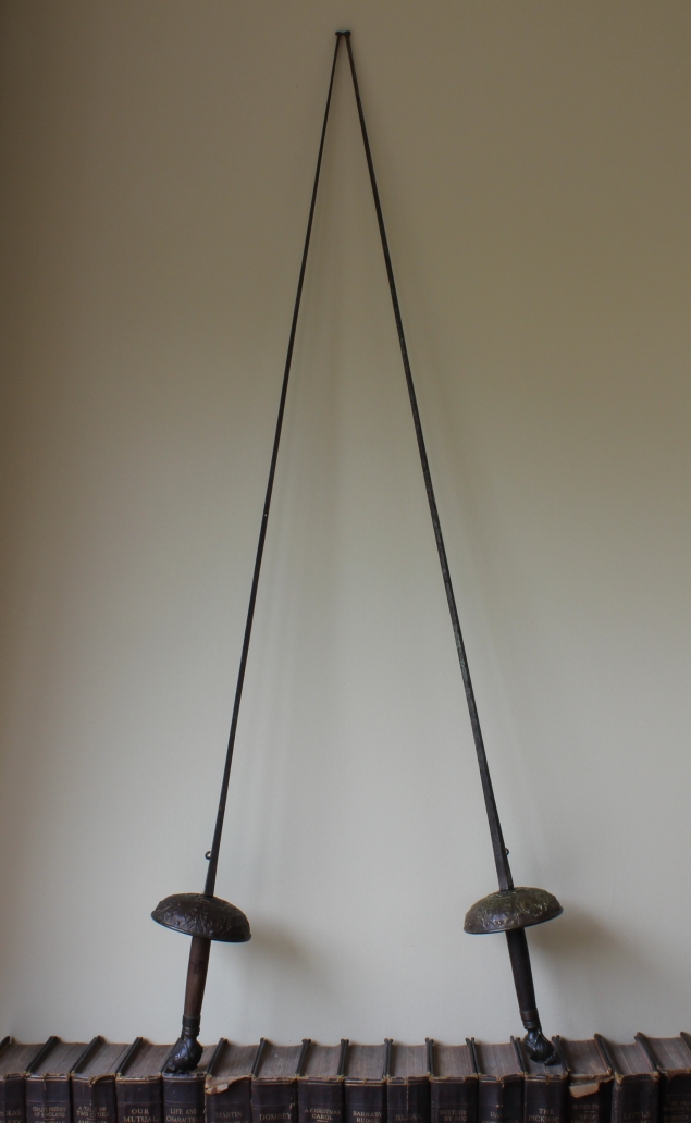 Pair Antique Solingen 19th Century Knight's Helmet Pommel Fencing Foils ...