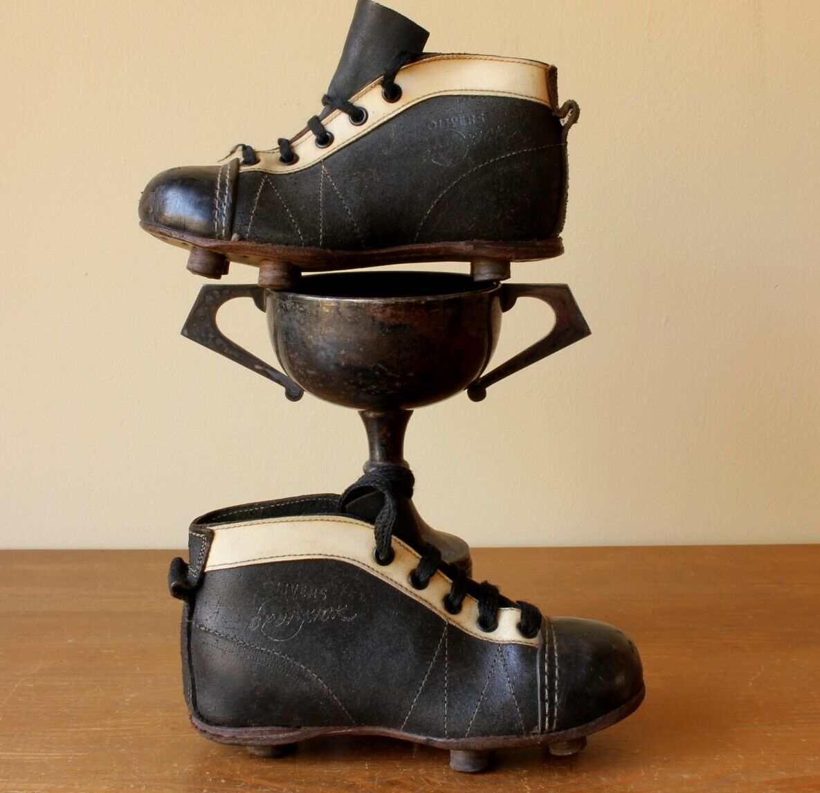 Olivers Spot-Kick Kids Football Boots. Old Soccer Shoes / Cleats c1950.