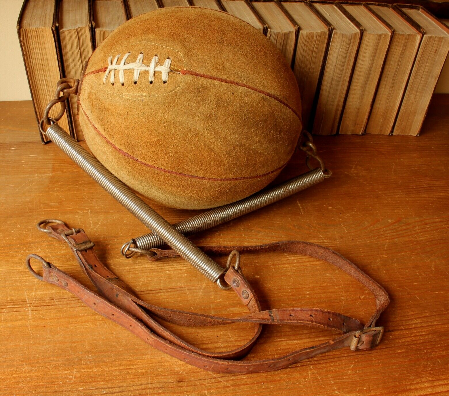 Suede Leather Boxing Speedball. Floor To Ceiling Gym Punch Bag.
