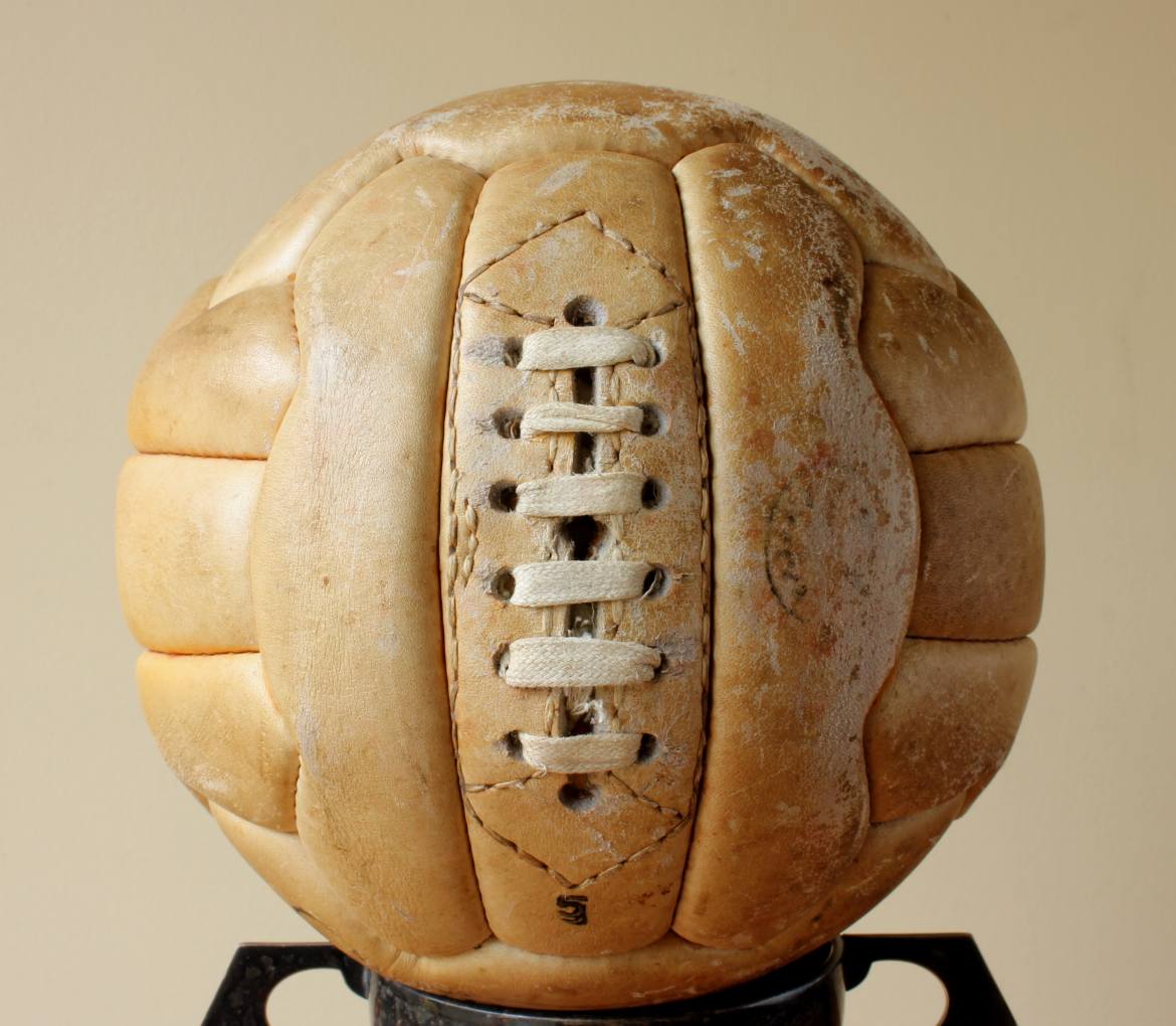 Stuart Surridge Gold Star Leather Football. Laced Soccer Ball. 1950's.