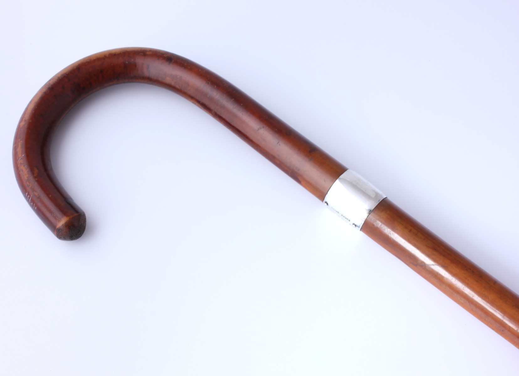 Swaine Brigg London Malacca Walking Stick Cane. Silver Collar. Crook ...