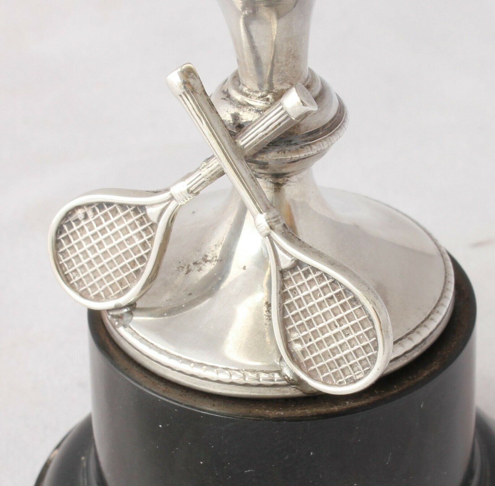 Solid Silver Tennis Racket Trophy Cup. W.T.C Open Singles 1936.