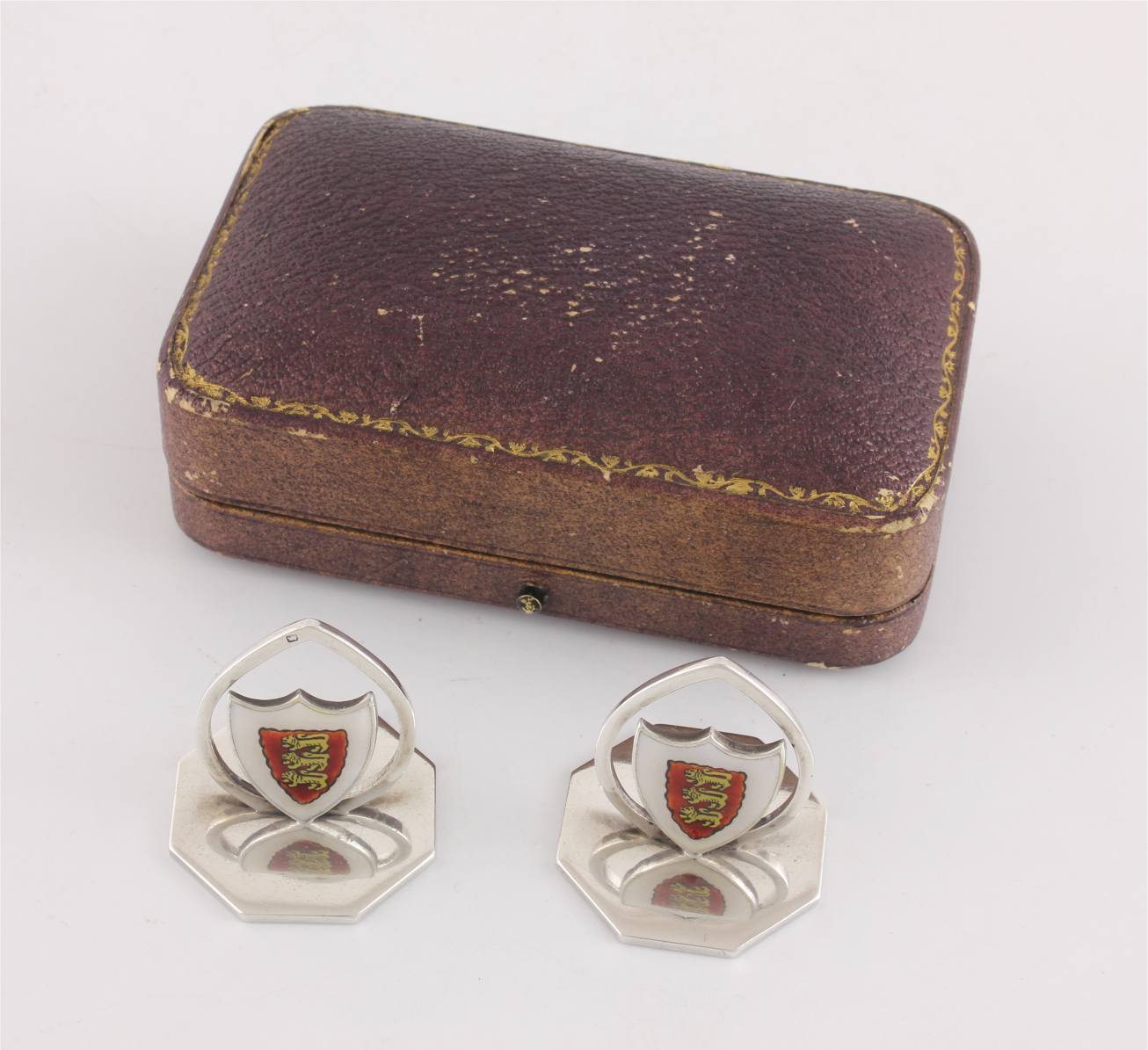 Silver & Enamel Three Lions Shield Menu Holders. Oriel College, Oxford ...