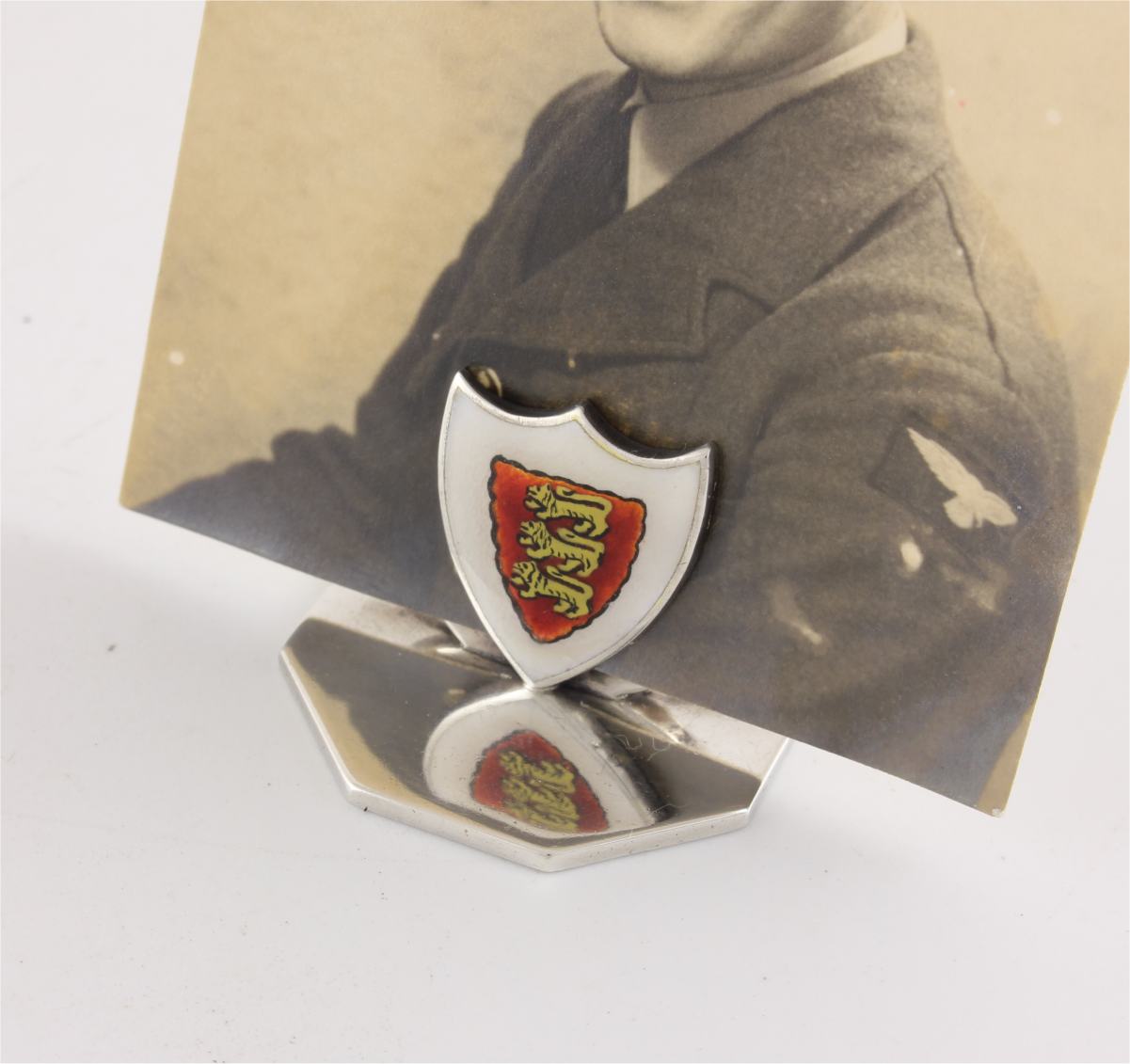 Silver & Enamel Three Lions Shield Menu Holders. Oriel College, Oxford ...