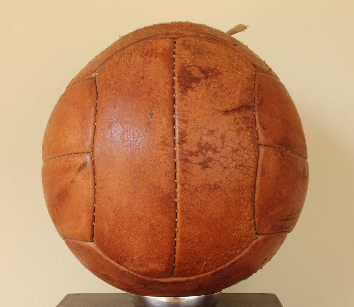 c1950 12 Panel Brown Leather Laced Football / Soccer Ball.