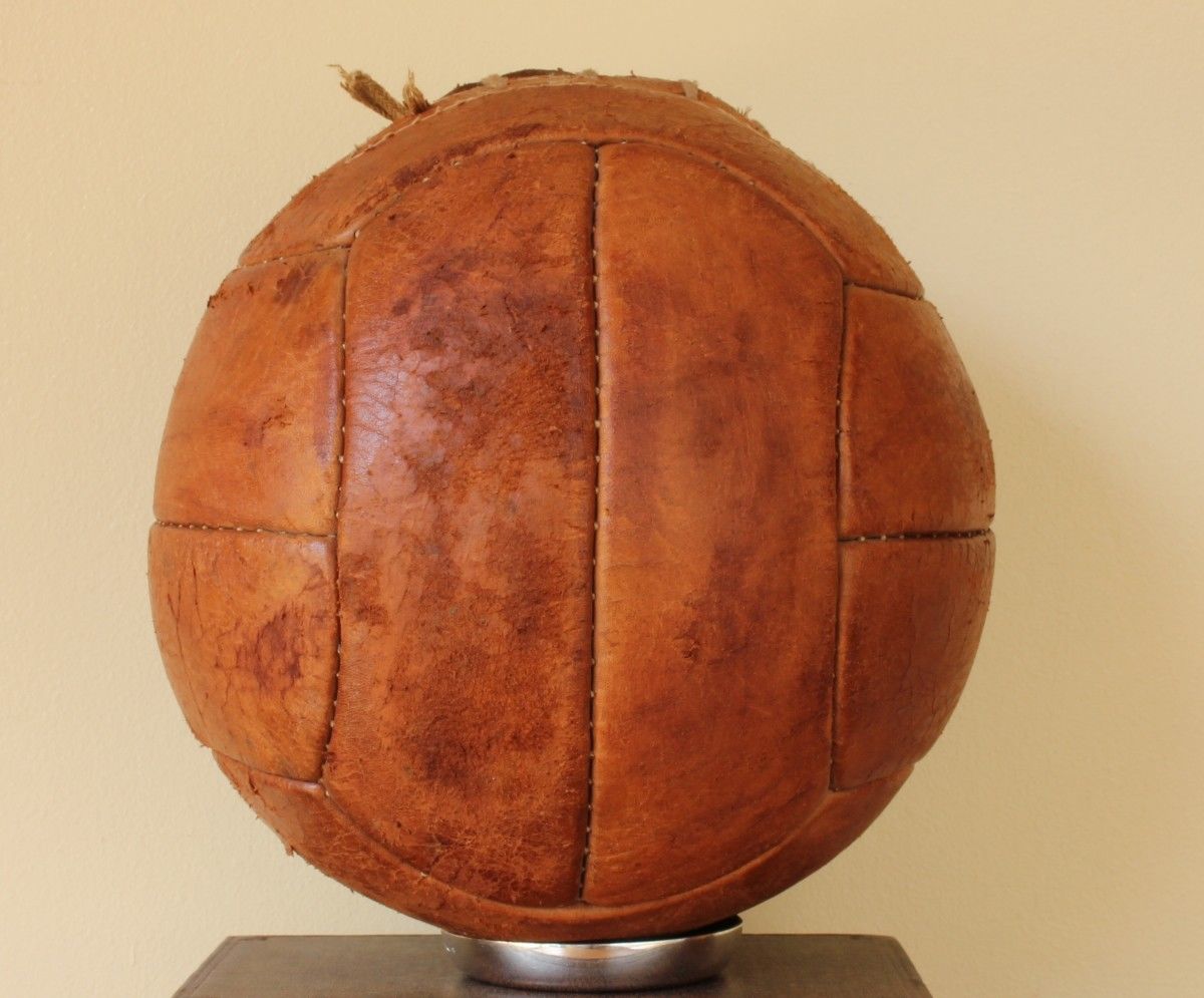 c1950 12 Panel Brown Leather Laced Football / Soccer Ball.