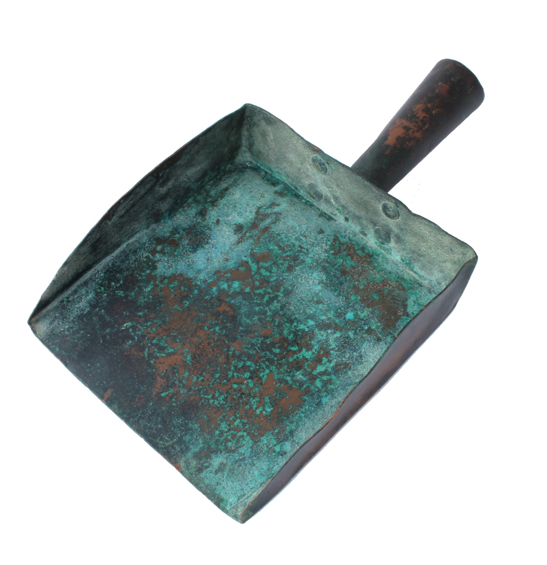 Verdigris Copper Shovel. Large Hand Forged Rustic Scoop. Home Decor.