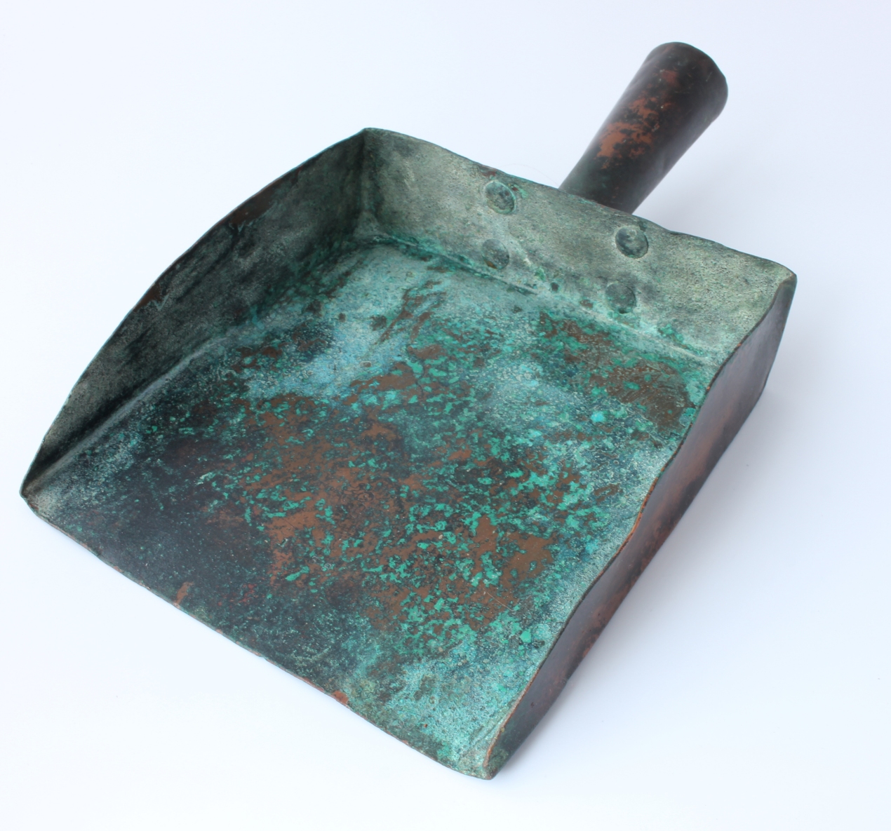 Verdigris Copper Shovel. Large Hand Forged Rustic Scoop. Home Decor.