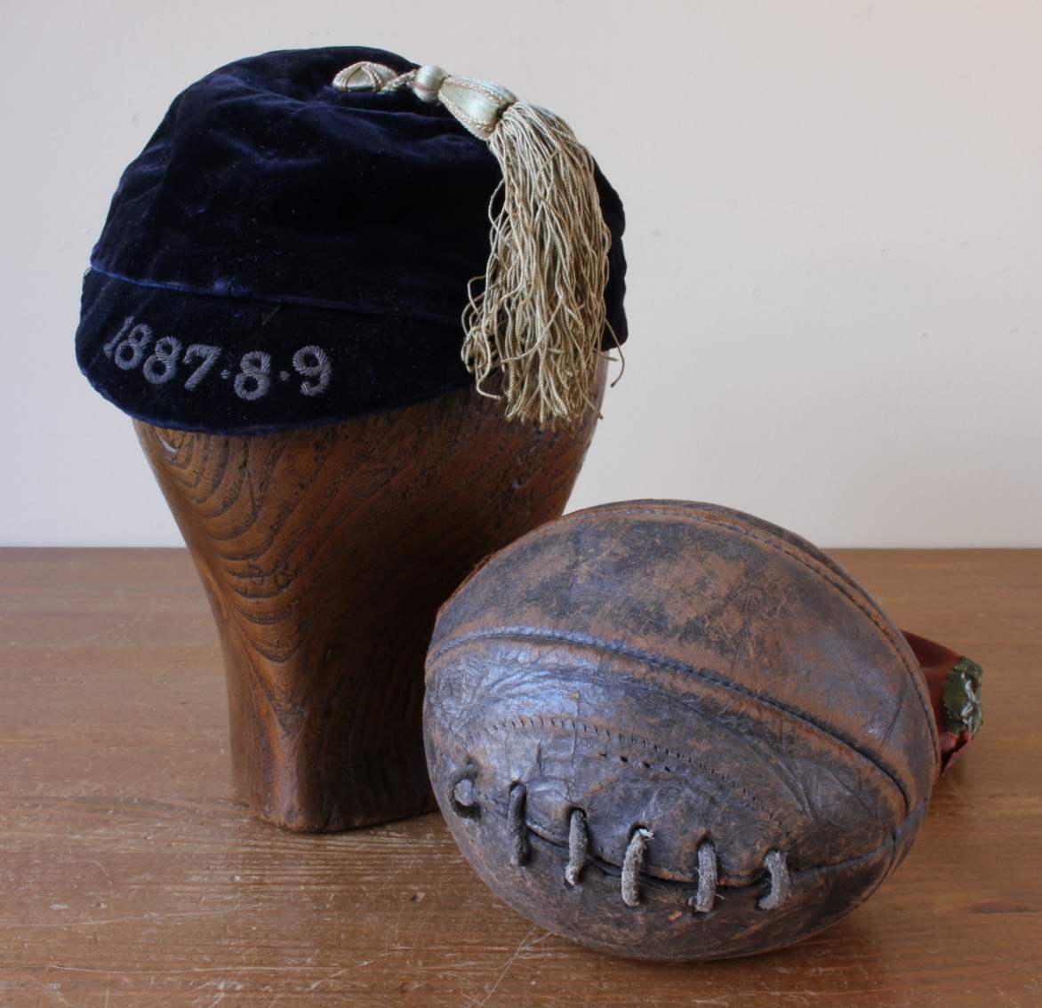 8 Panel Football & Christys Velvet Football Sports Soccer Cap. c1887.