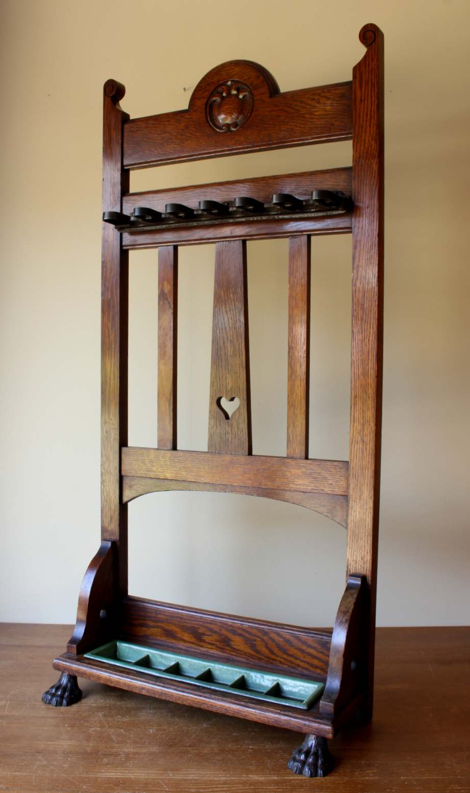 Oak Snooker Cue Holder. Free Standing Billiards & Pool Rack. c1890.