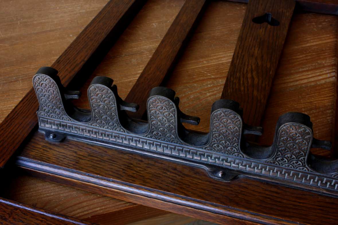 Oak Snooker Cue Holder. Free Standing Billiards & Pool Rack. c1890.