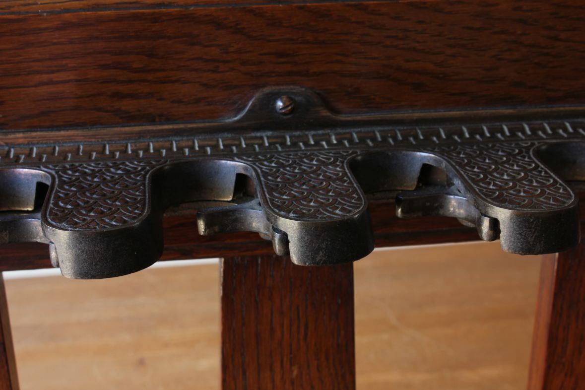 Oak Snooker Cue Holder. Free Standing Billiards & Pool Rack. c1890.
