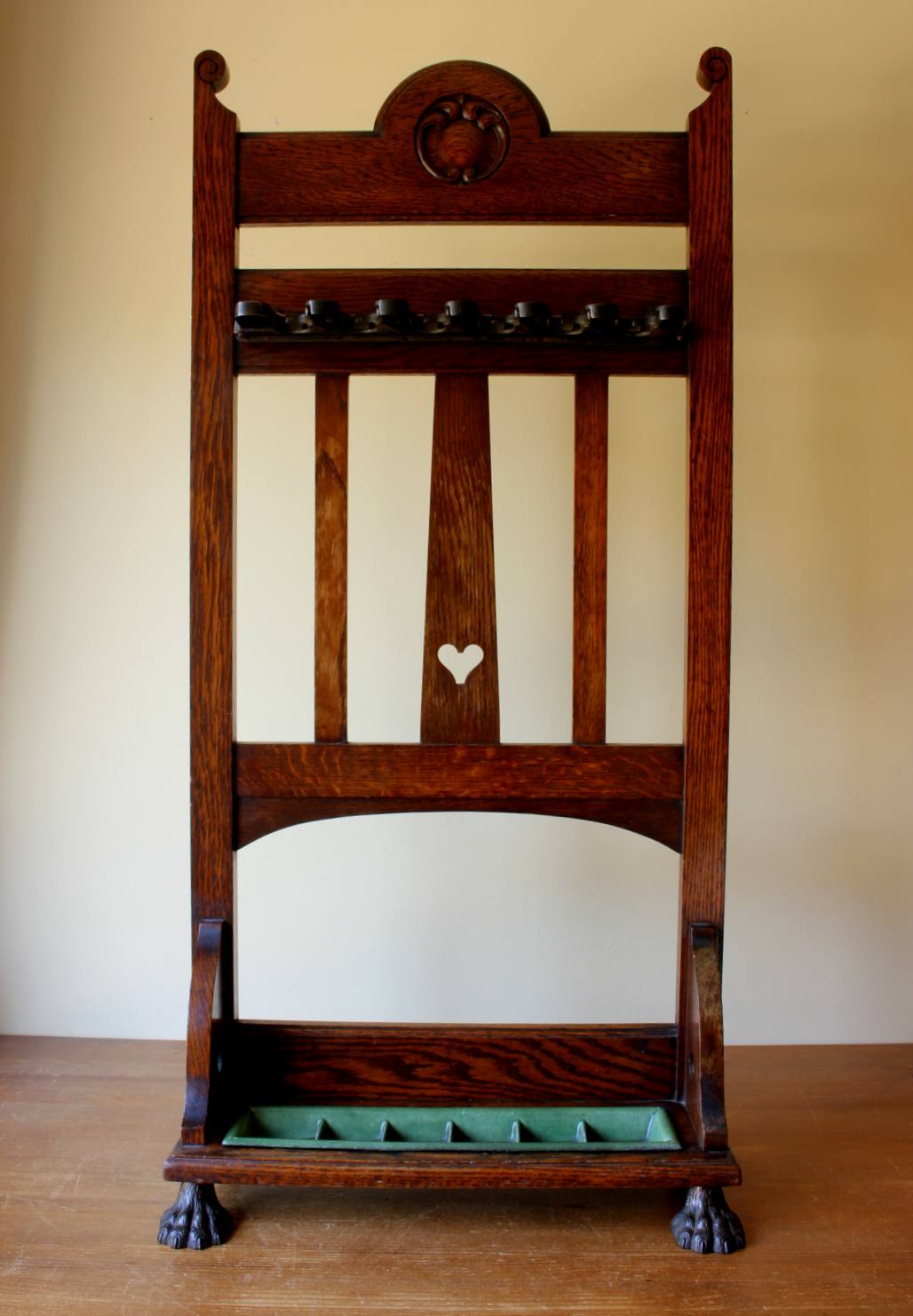 Oak Snooker Cue Holder. Free Standing Billiards & Pool Rack. c1890.