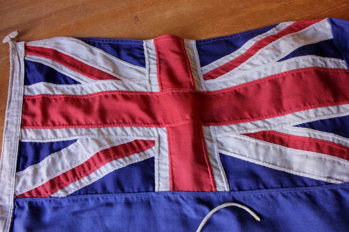 Original Stitched Panel British Blue Ensign Naval Flag. 1 1/2 Yard.